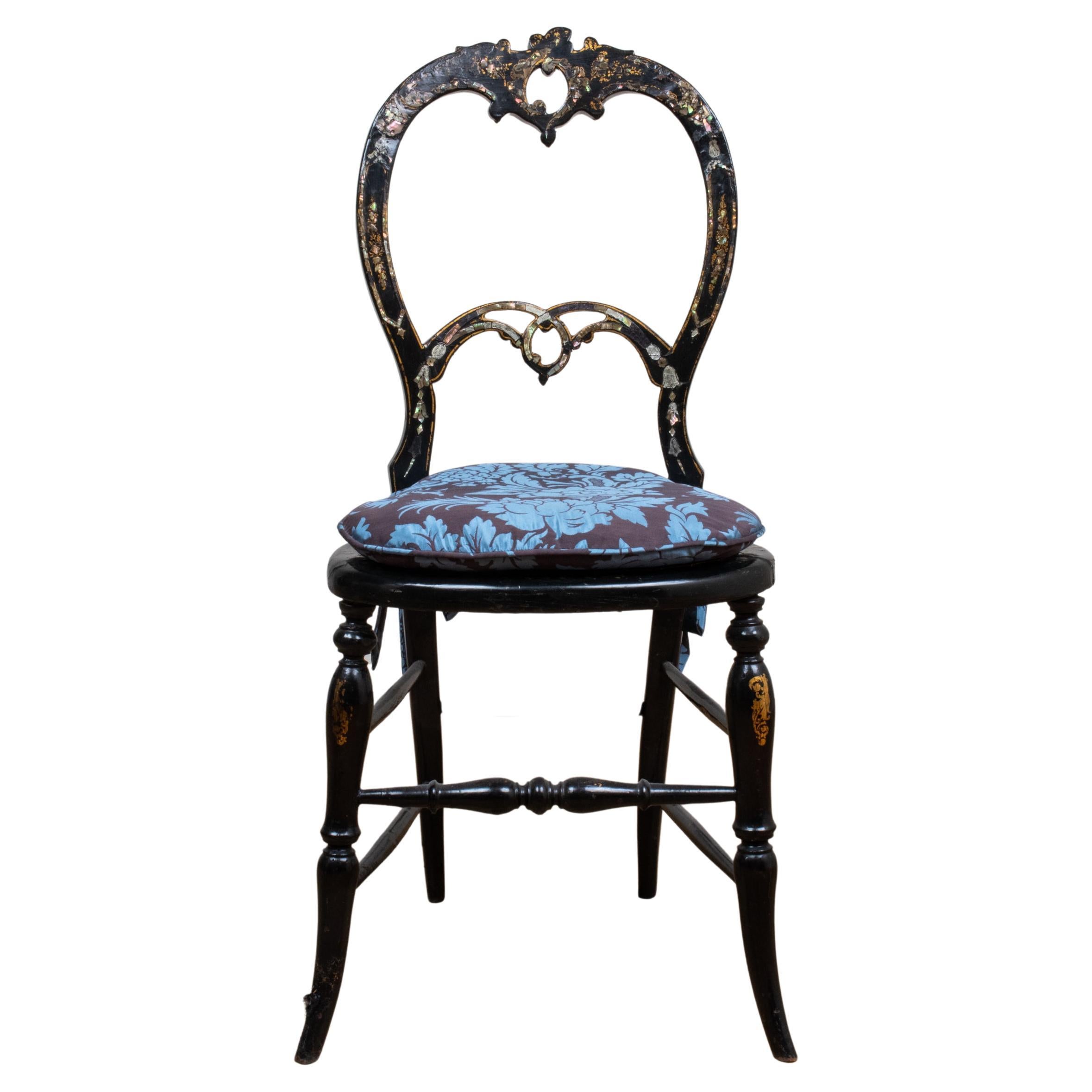 A Pair of Moroccan Bone and Mother of Pearl Inlaid Chairs at 1stDibs