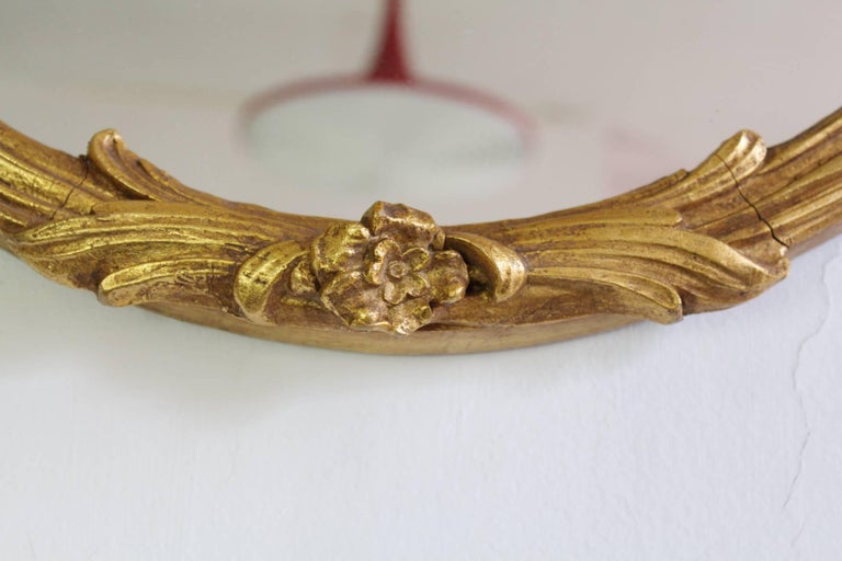 Rococo Style Oval Wall Mirrors in Giltwood Foliate Frame with Ribbon at ...