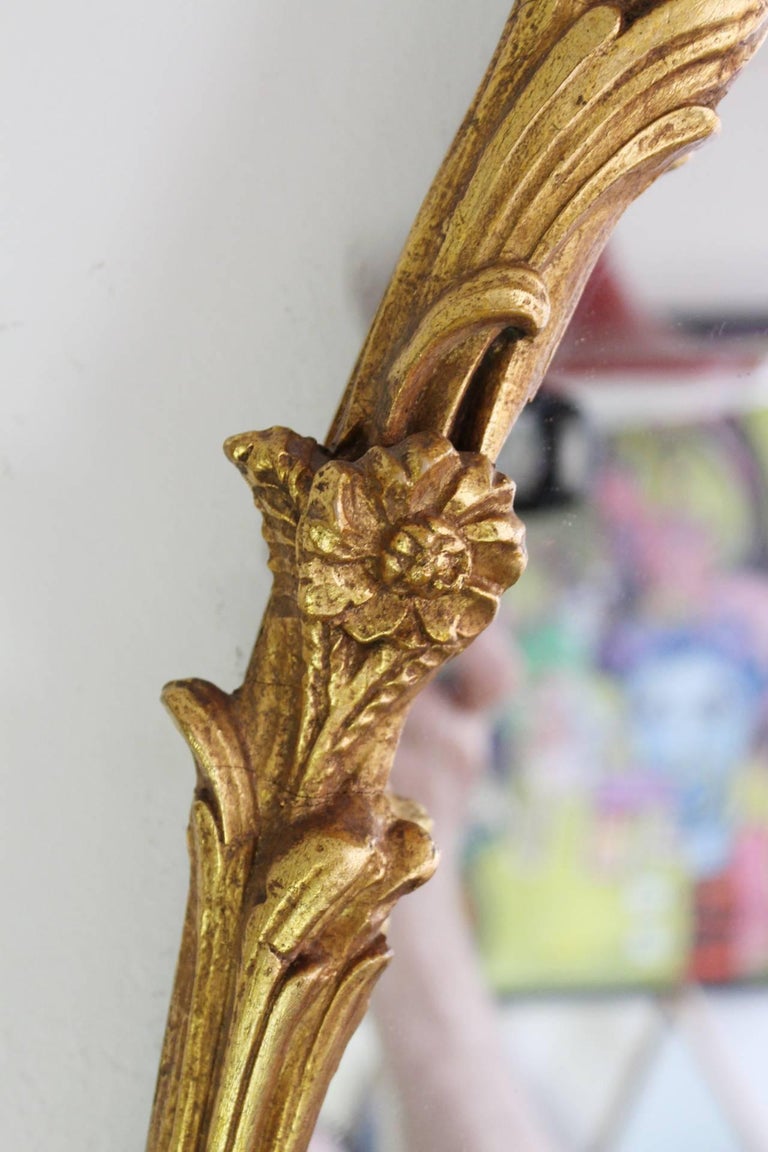 Rococo Style Oval Wall Mirrors in Giltwood Foliate Frame with Ribbon at ...