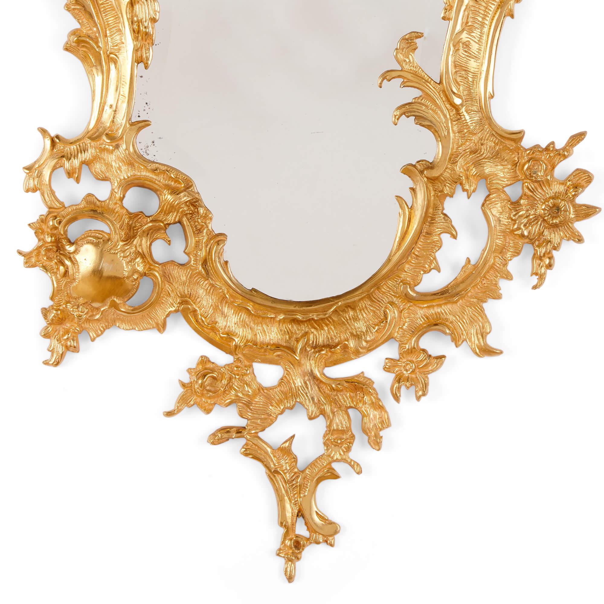 Rococo Style Rocaille-Shaped Gilt Bronze Mirror For Sale at 1stDibs