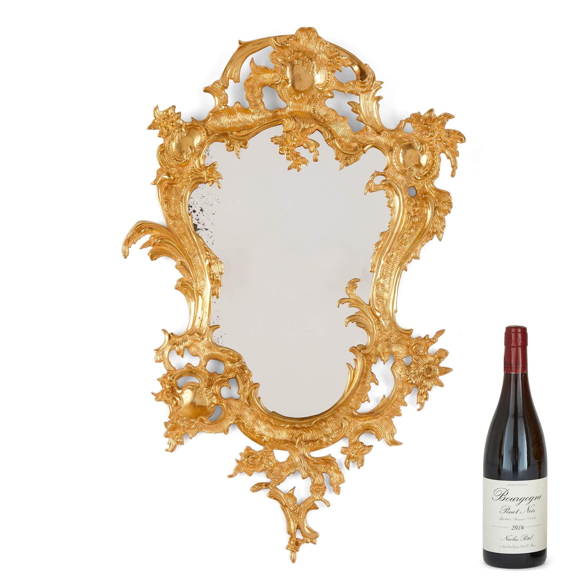 Rococo Style Rocaille-Shaped Gilt Bronze Mirror For Sale at 1stDibs
