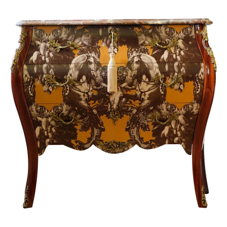 Rococo Style Three Drawer Chest with Marble Top For Sale at 1stDibs