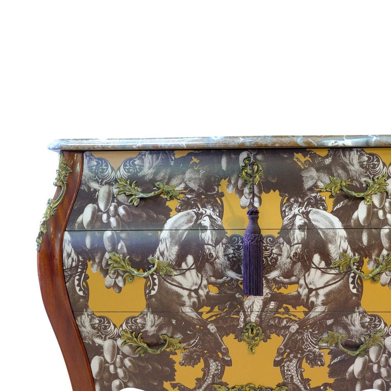 Rococo Style Three Drawer Chest with Marble Top For Sale at 1stDibs