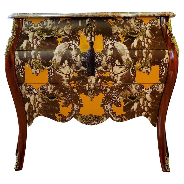 Rococo Style Three Drawer Chest with Marble Top For Sale at 1stDibs