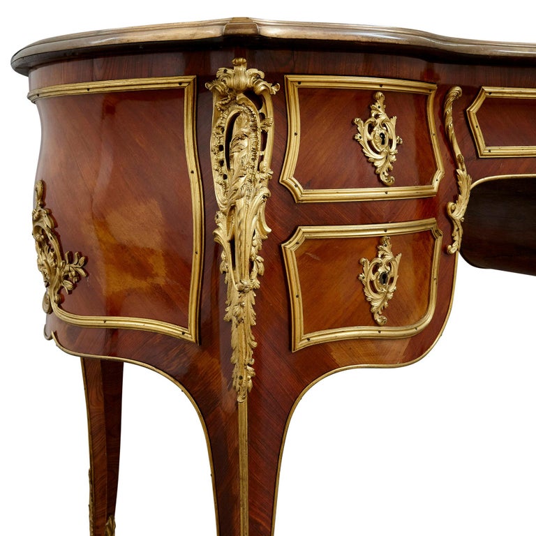 Rococo Style Writing Desk Mounted with Gilt Bronze For Sale at 1stDibs