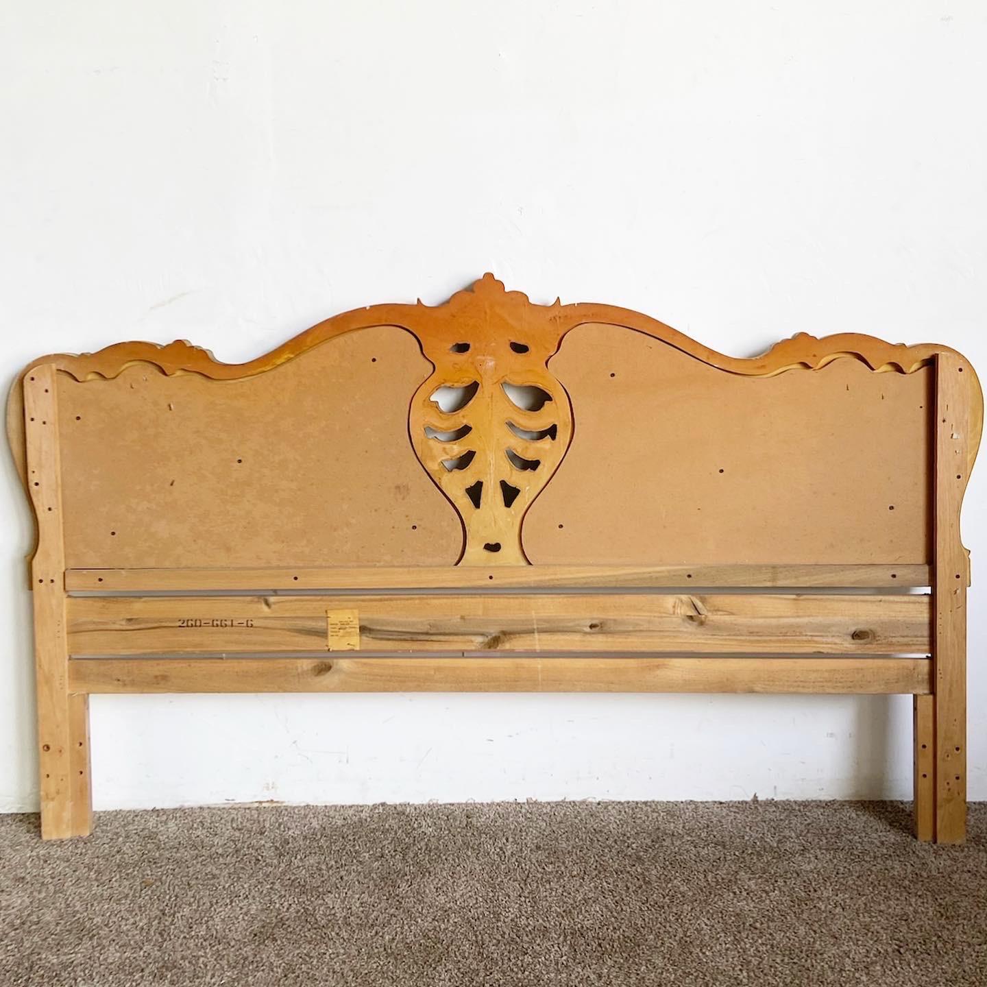 Rococo Style Yellow Tufted King Size Headboard For Sale at 1stDibs