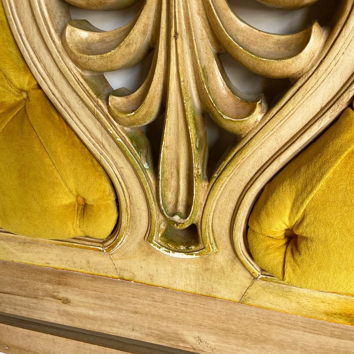 Rococo Style Yellow Tufted King Size Headboard For Sale at 1stDibs