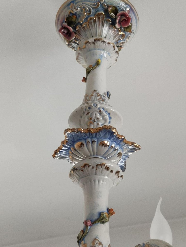 Rococo Venetian Style Chandelier, Porcelain Flowers, Rocaille Pattern ...