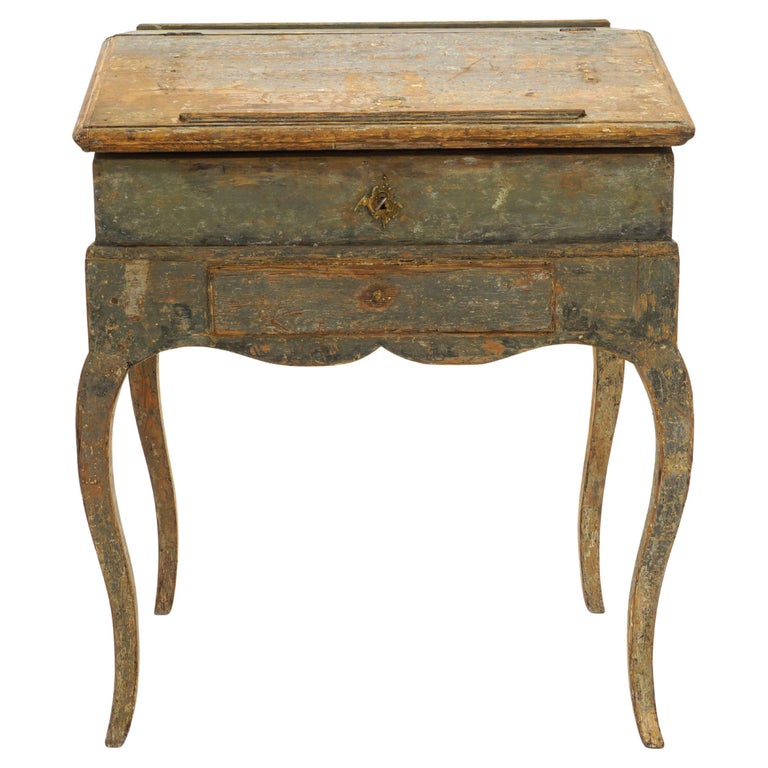 Rococo Writing Desk with Cabriole Legs and Original Color, Sweden ...