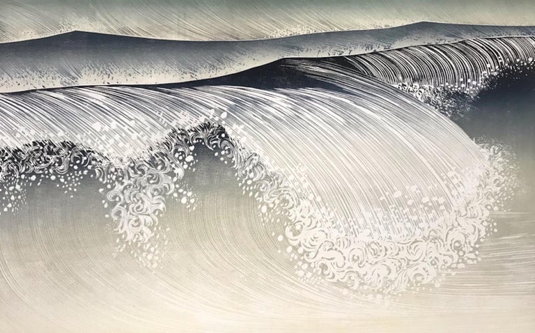 Rod Nelson - Shorebreak, Japanese style woodcut print, contemporary ...