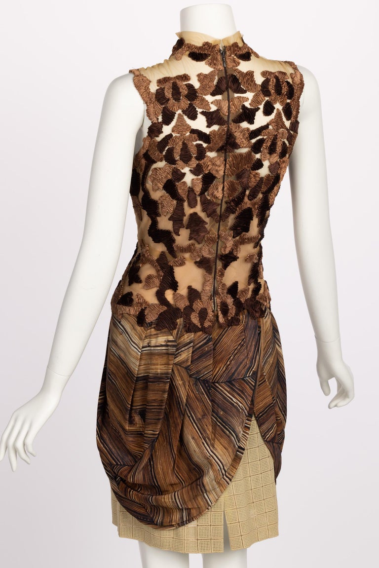 Rodarte 2011 Runway Embroidered Tulle Wood Dress For Sale at 1stDibs