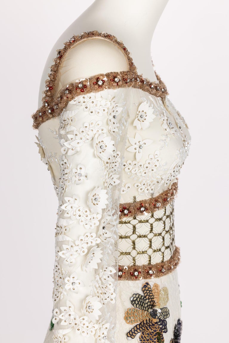 Rodarte Runway Crystal Sequin Lace Ruffle Dress FW 2016 For Sale at 1stDibs