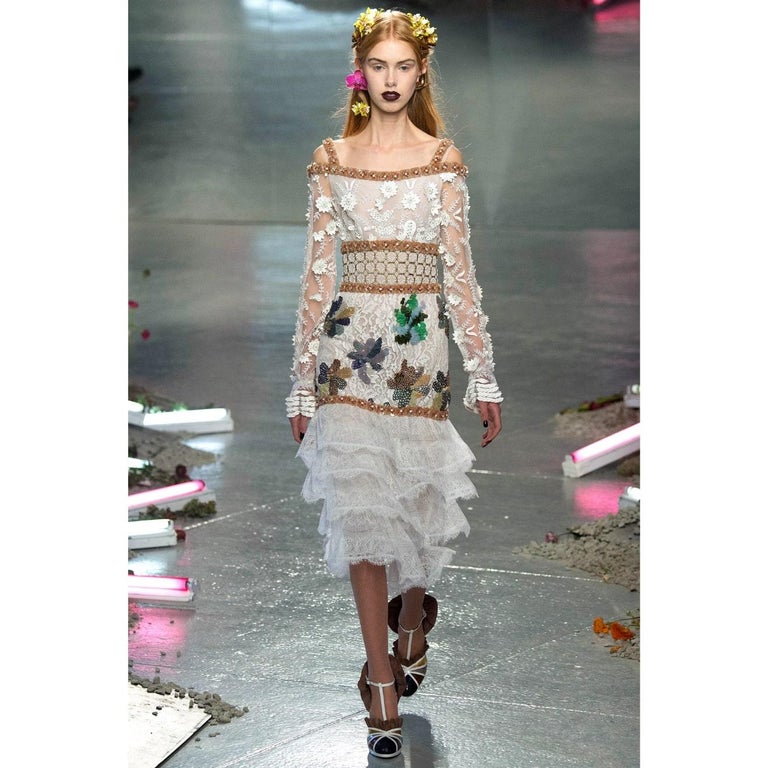 Rodarte Runway Crystal Sequin Lace Ruffle Dress FW 2016 at 1stDibs ...