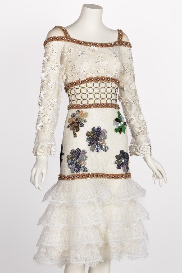 Rodarte Runway Crystal Sequin Lace Ruffle Dress FW 2016 at 1stDibs ...