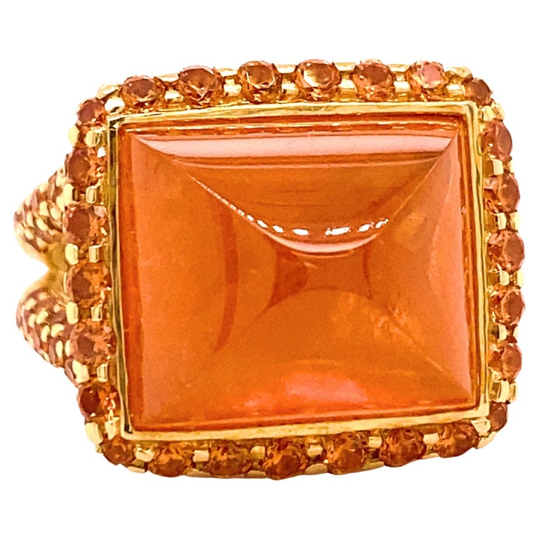 Rodney Rayner Mandarin Garnet Cabachon Ring with Orange Sapphire Ring ...