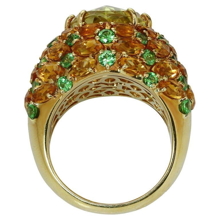 Rodney Rayner Sapphire Citrine Garnet 18k Yellow Gold Ring For Sale at ...