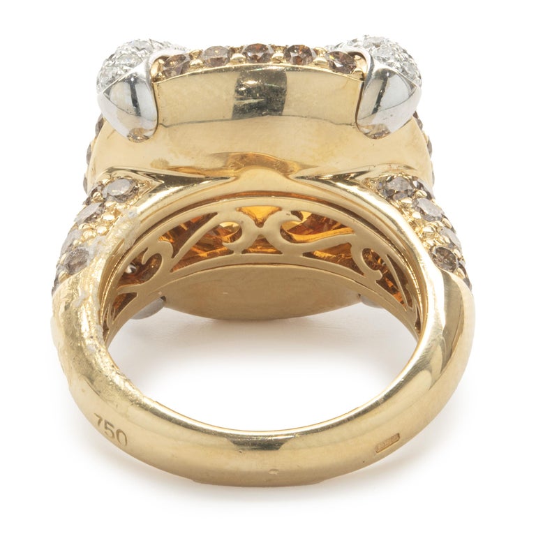 Rodney Raynor 18 Karat Yellow Gold Pave Diamond and Citrine Ring For ...