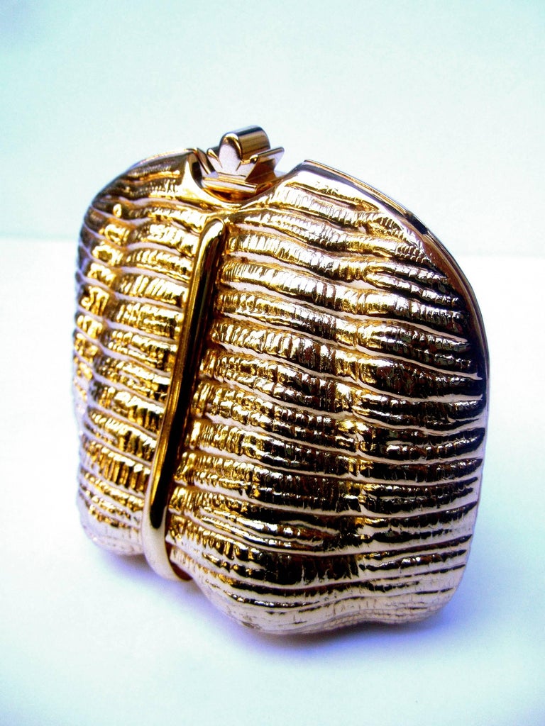 Rodo Italian Gilt Metal Shell Minaudière Evening Bag c 1970s at 1stDibs