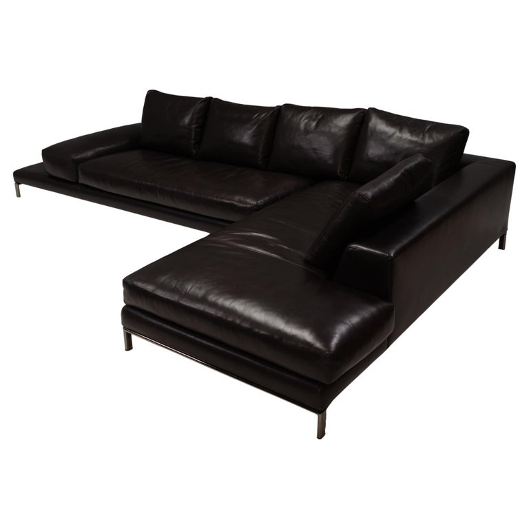 Minotti by Rodolfo Dordoni Hamilton Islands Dark Brown Leather Corner ...