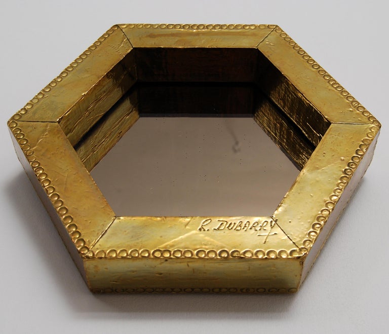 Rodolfo Dubarry's 1970s Gilded Brass Octagonal Mirror at 1stDibs
