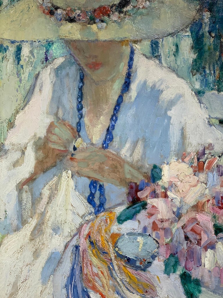 Rodolphe Strebelle - Belgium Impressionist Portrait of a lady holding ...