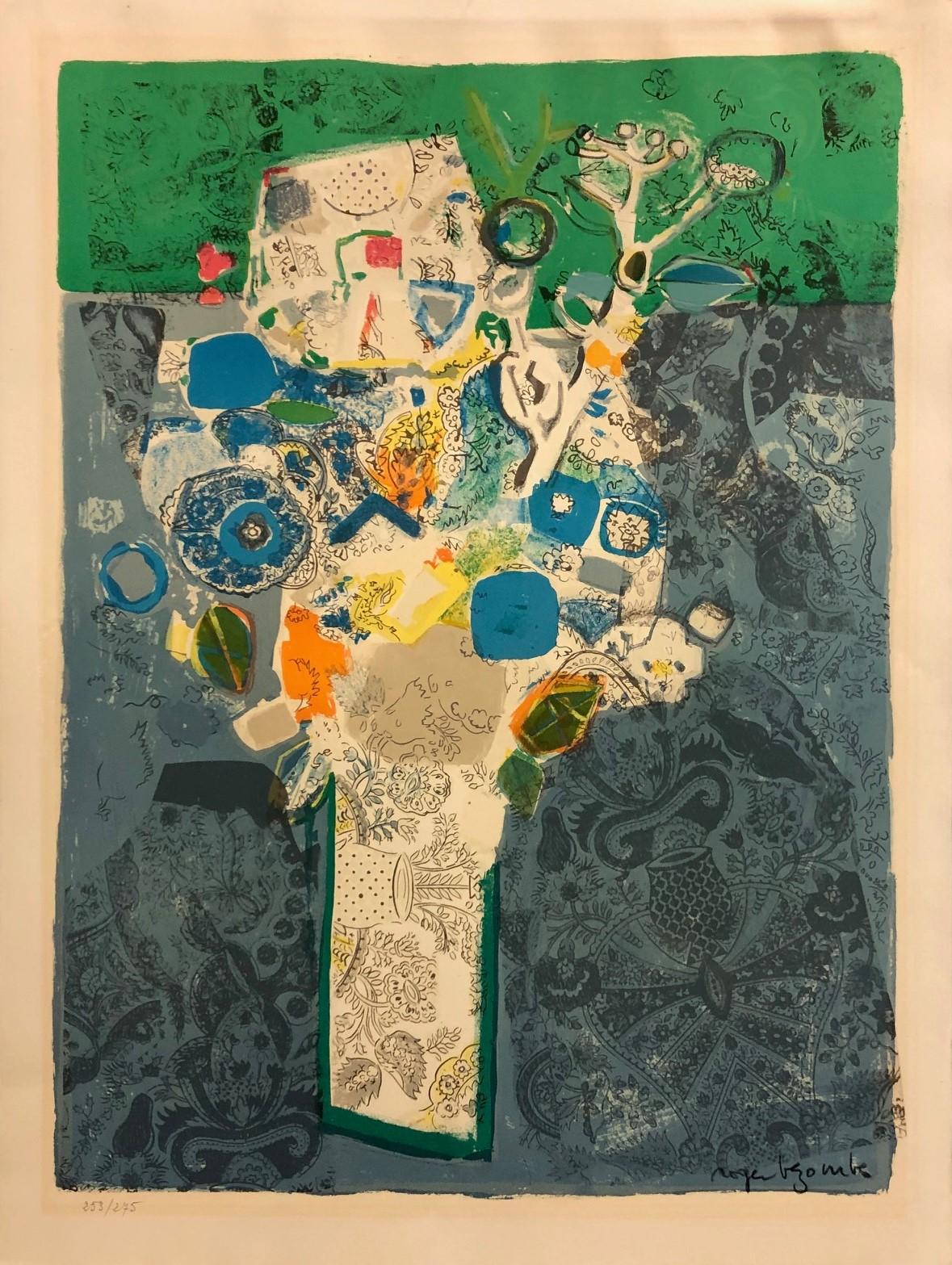Roger Bezombes - Fleurs-Limited Edition Lithograph. Signed by the ...