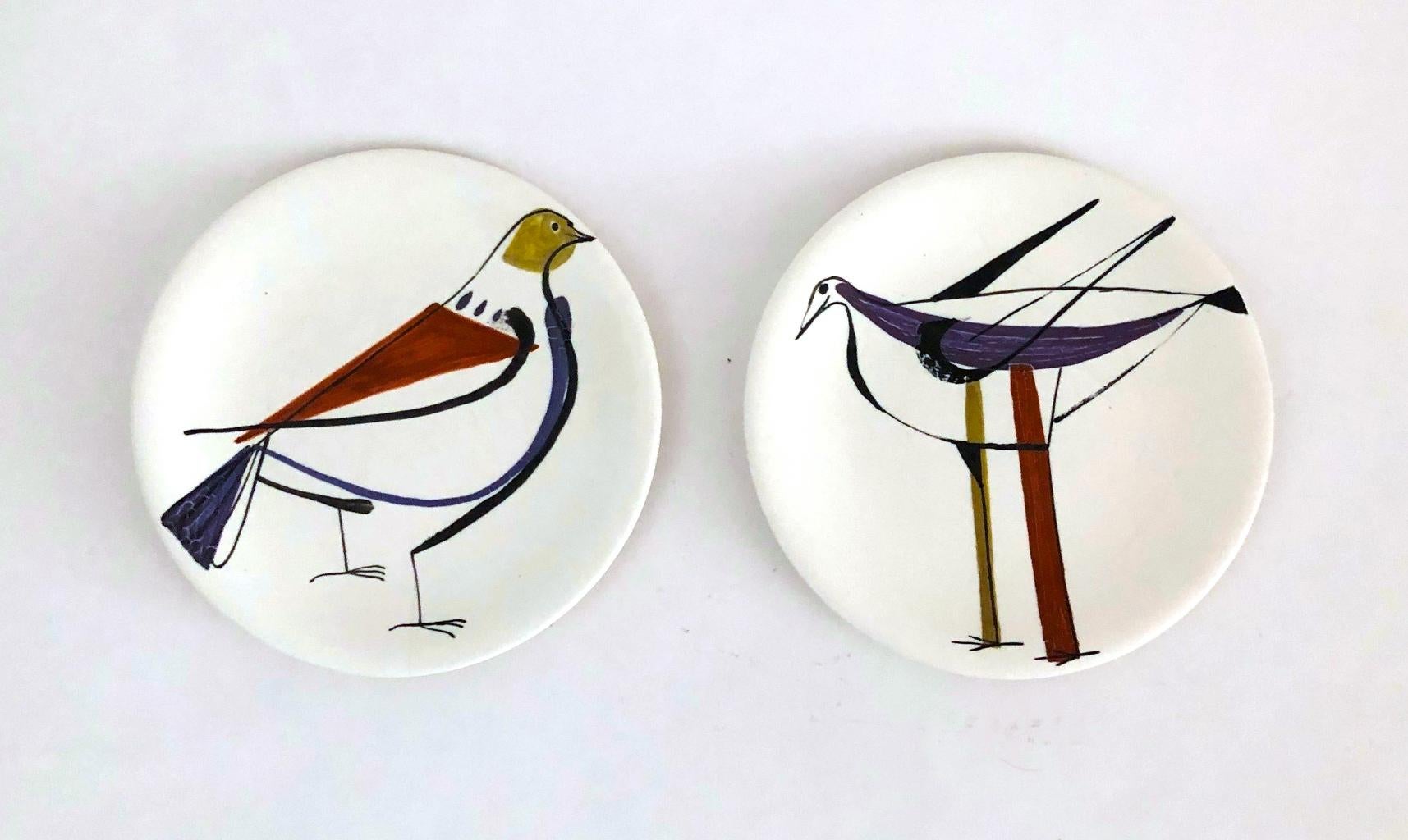 Roger Capron 7 Ceramic Plates with Stylized Animals, from Vallauris ...
