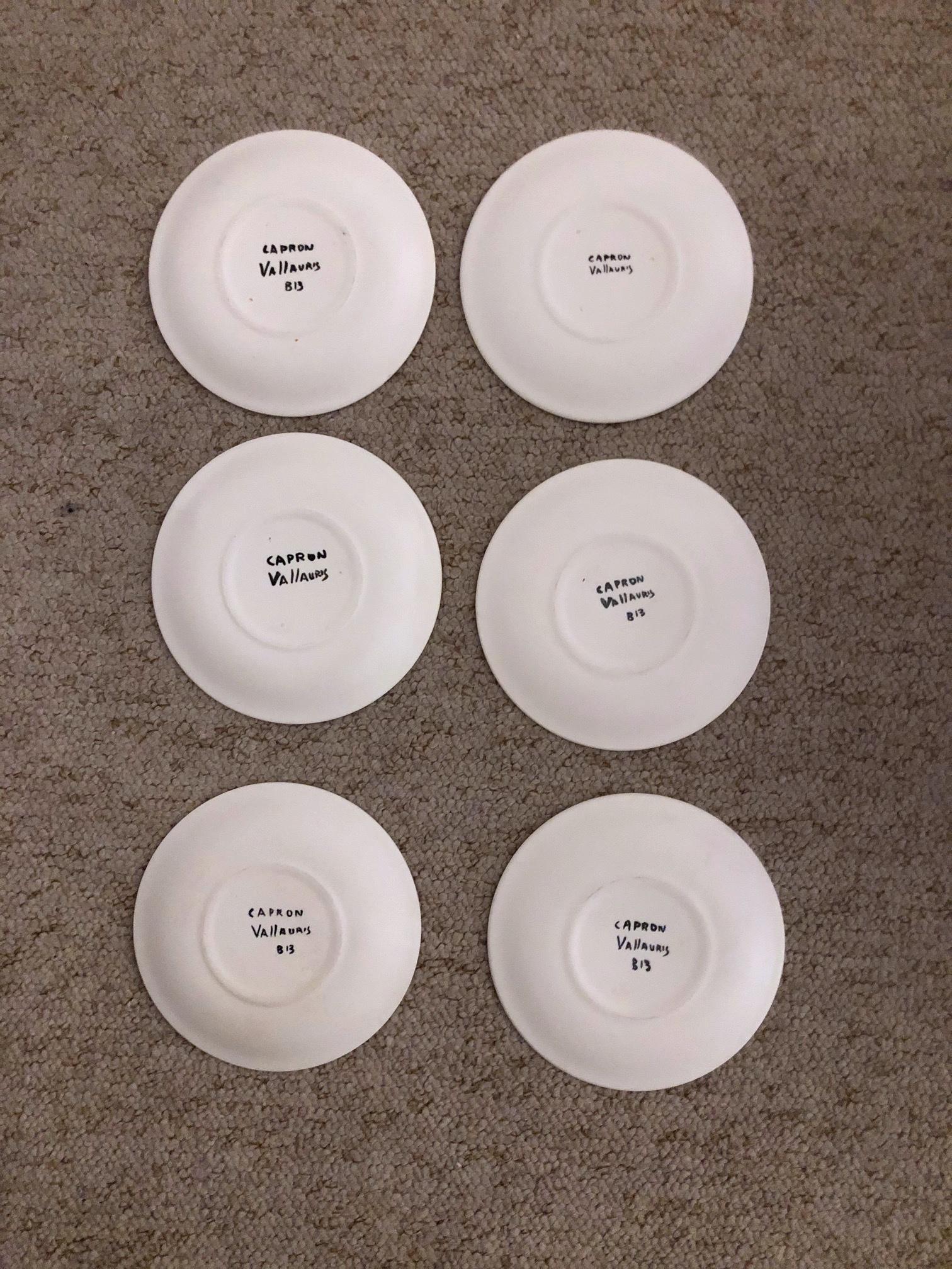 Roger Capron 7 Ceramic Plates with Stylized Animals, from Vallauris ...