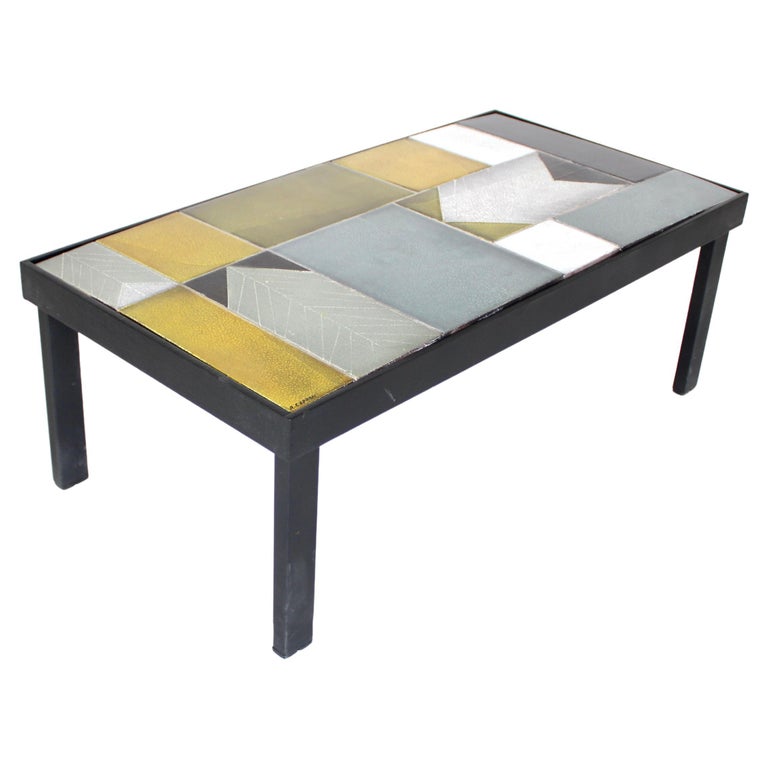 Roger Capron Table basse ou table d'appoint en céramique abstraite avec ...