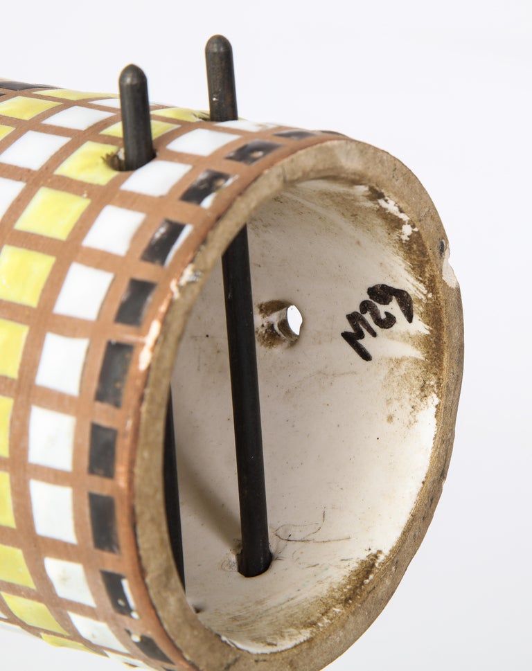 Roger Capron Ceramic Sconce/ Table Lamp on Metal Base, Vallauris ...