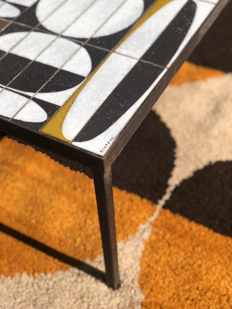 Roger Capron Large Ceramic and Metal Ellipses Coffee Table, 1955 For ...