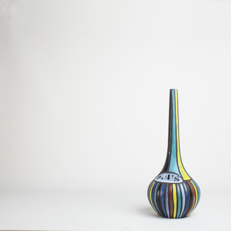 Roger Capron Multicolored Ceramic Bottle Vallauris, France For Sale at ...