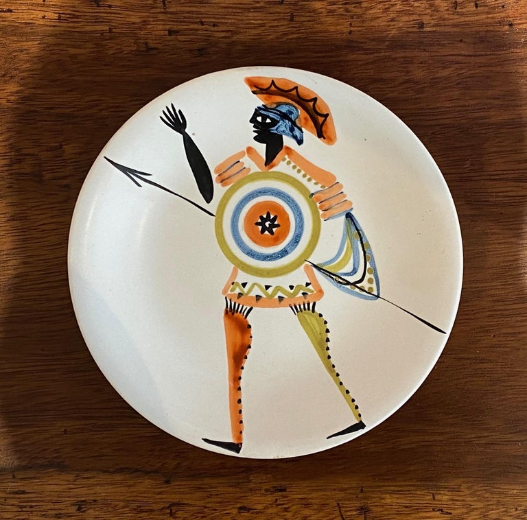 Roger Capron Set of 2 Ceramic Plates with Stylized Personnages ...