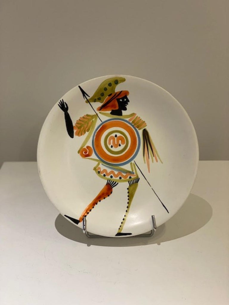 Roger Capron Set of 2 Ceramic Plates with Stylized Personnages ...