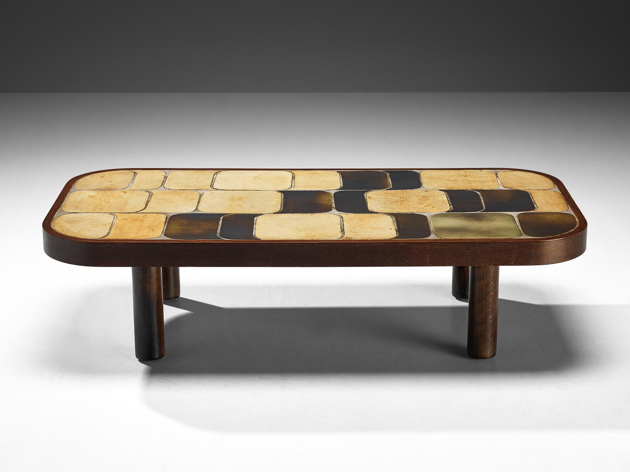 Roger Capron ‘Shogun’ Coffee Table in Ceramic and Wood For Sale at 1stDibs