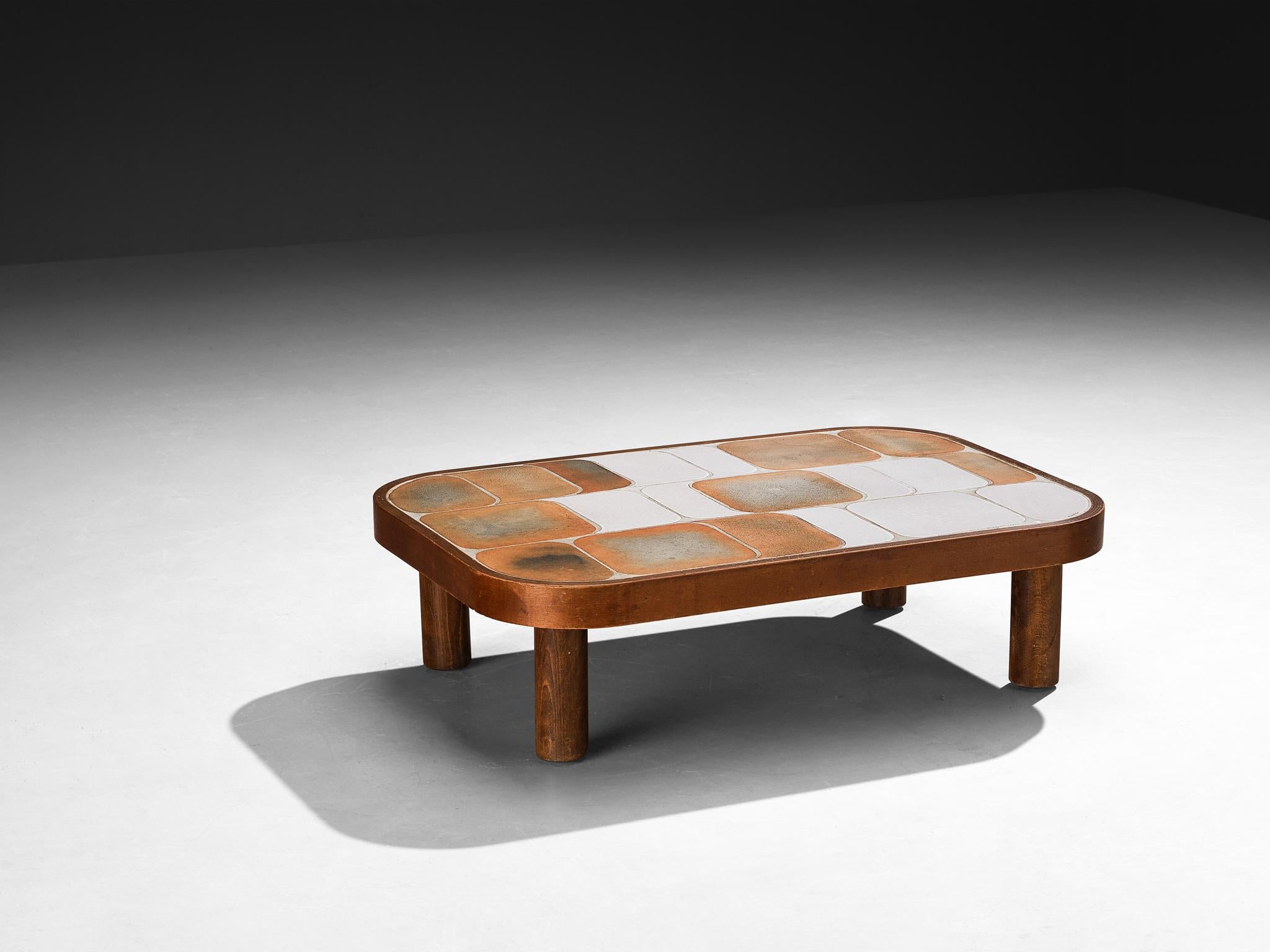 Roger Capron 'Shogun' Coffee Table in Ceramic and Wood For Sale at 1stDibs