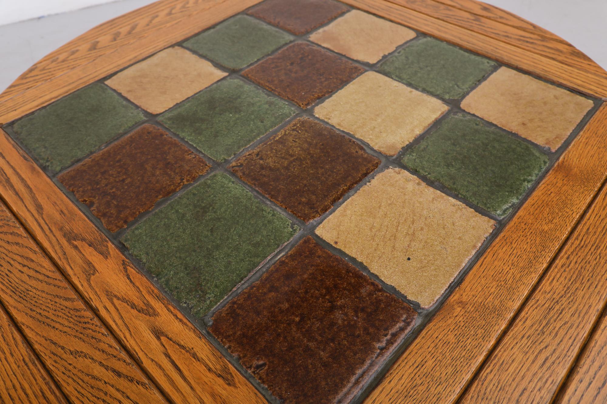 Roger Capron Style Round Coffee Table with Tile Top For Sale at 1stDibs