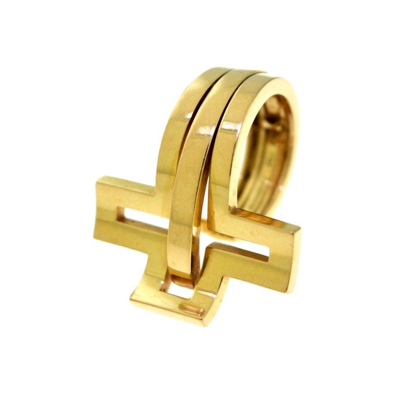 Roger Dubuis “Follow Me” Wave Gold Cross Ring at 1stDibs