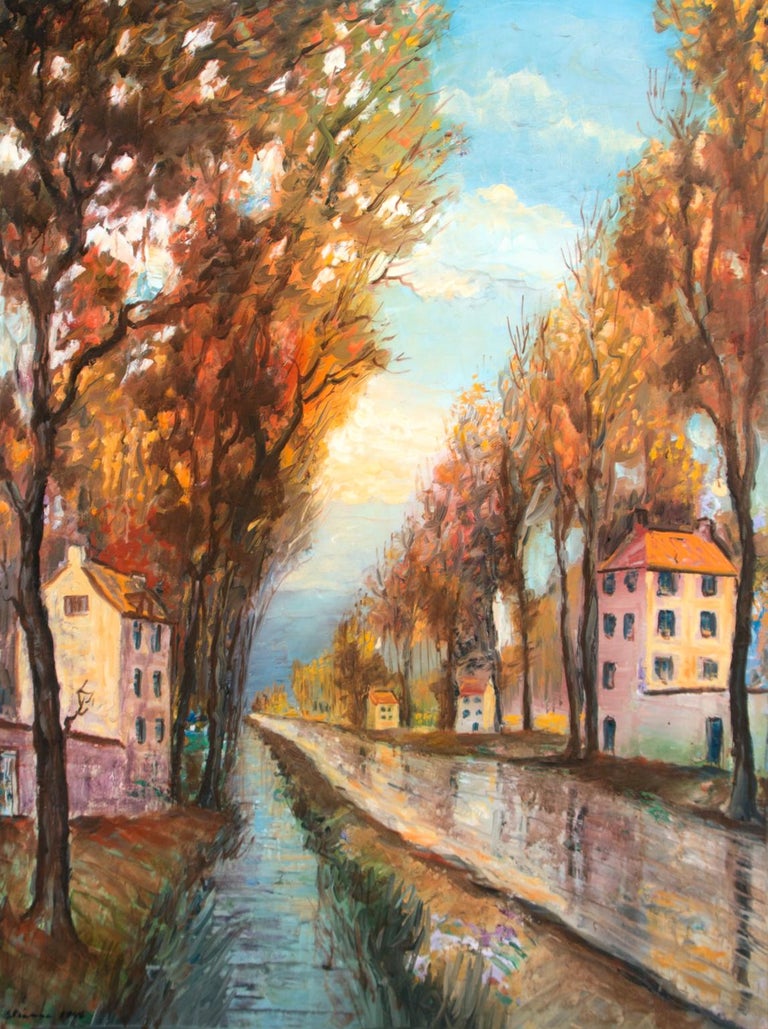 Roger Etienne - Large 4-Foot Framed Original Oil on Canvas Rare Early ...