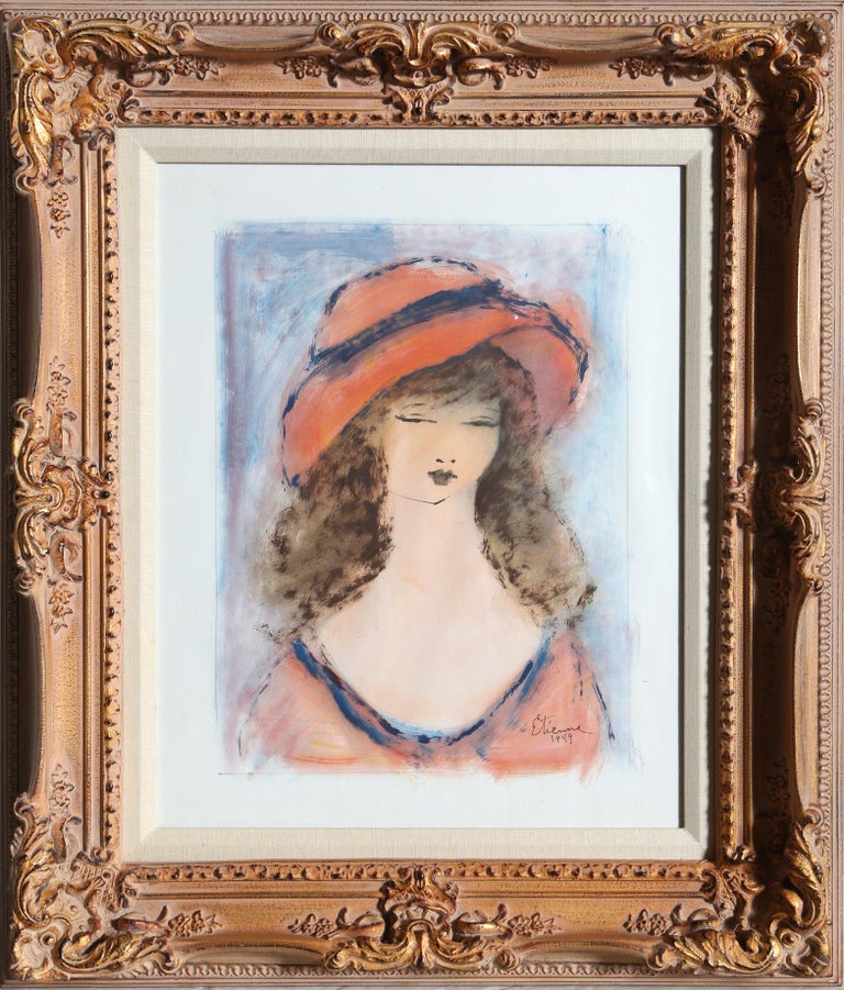 Roger Etienne - Portrait of a Girl, 1949 Watercolor Painting by Roger ...