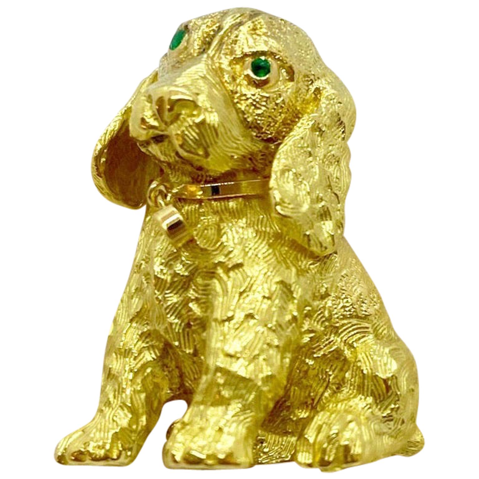 Roger Guillochon for Cellini NYC 18 Karat Yellow Gold Cocker Spaniel ...