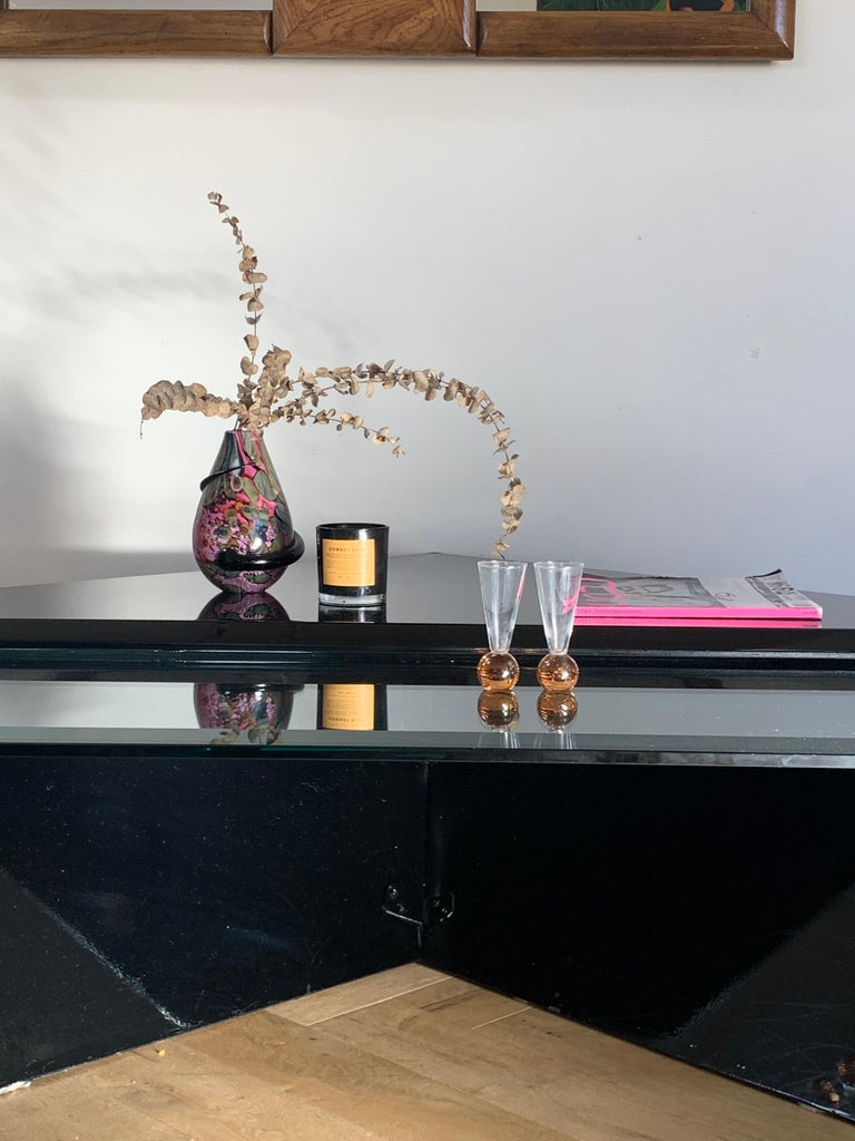 Roger Rougier Black Lacquer and Glass Cantilever Coffee Table, 1970s at ...