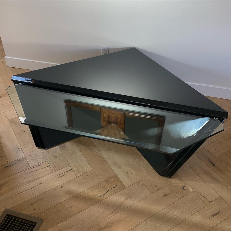 Roger Rougier Black Lacquer and Glass Cantilever Coffee Table, 1970s at ...