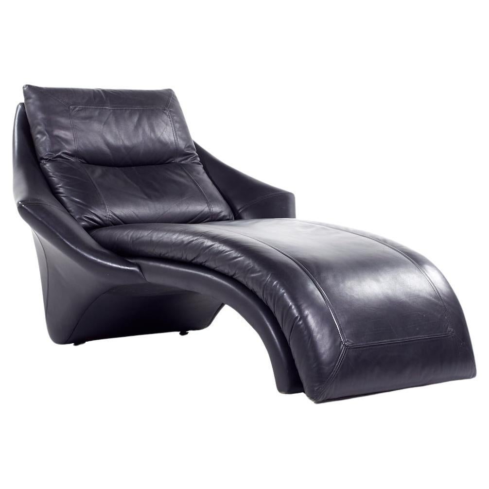Roger Rougier Mid Century Black Leather Chaise Lounge Chair For Sale at ...