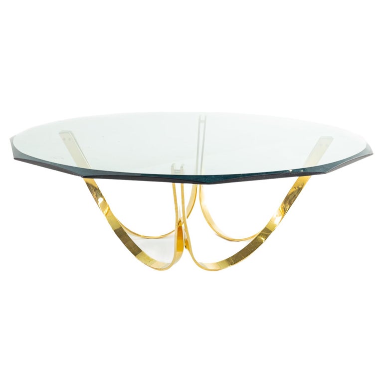Roger Sprunger Mid Century Glass and Brass Table For Sale at 1stDibs