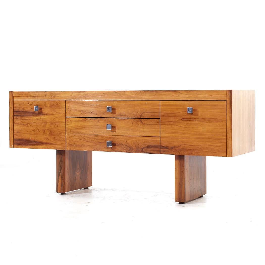 Roger Sprunger Style Mid Century Danish Rosewood and Chrome Credenza ...