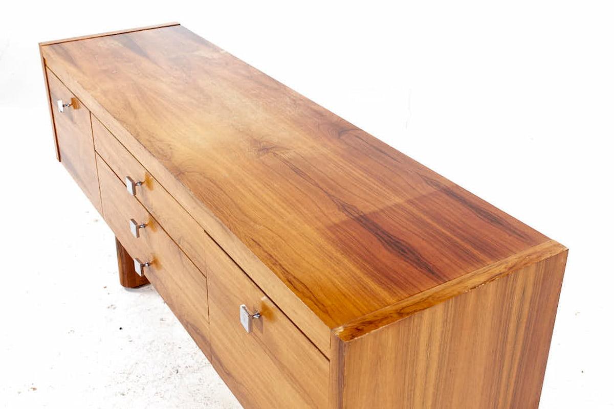 Roger Sprunger Style Mid Century Danish Rosewood and Chrome Credenza ...