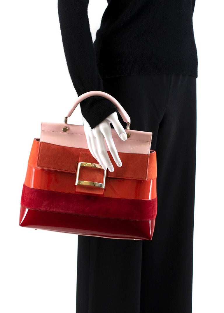 Roger Vivier Orange and Red Stripes Leather Viv' Cabas Small Bag For ...