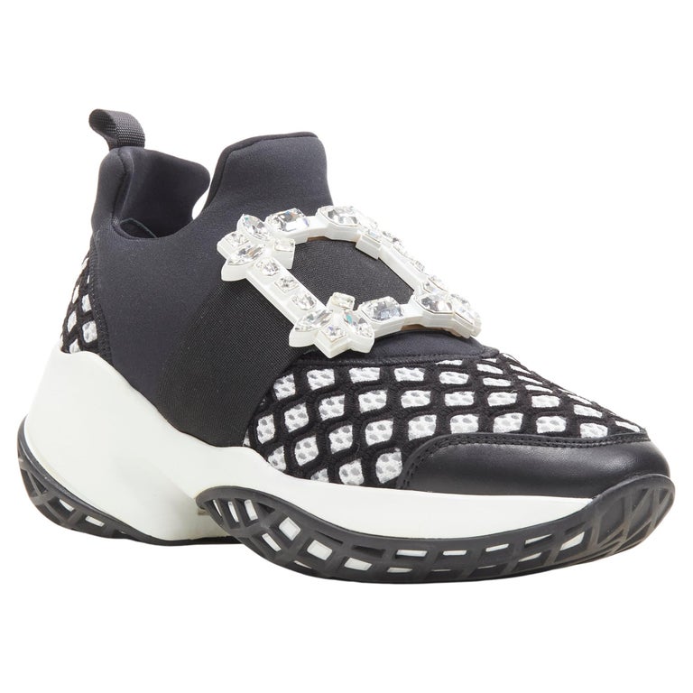ROGER VIVIER Viv Run Signature strass crystal buckle mesh sneaker EU36 ...