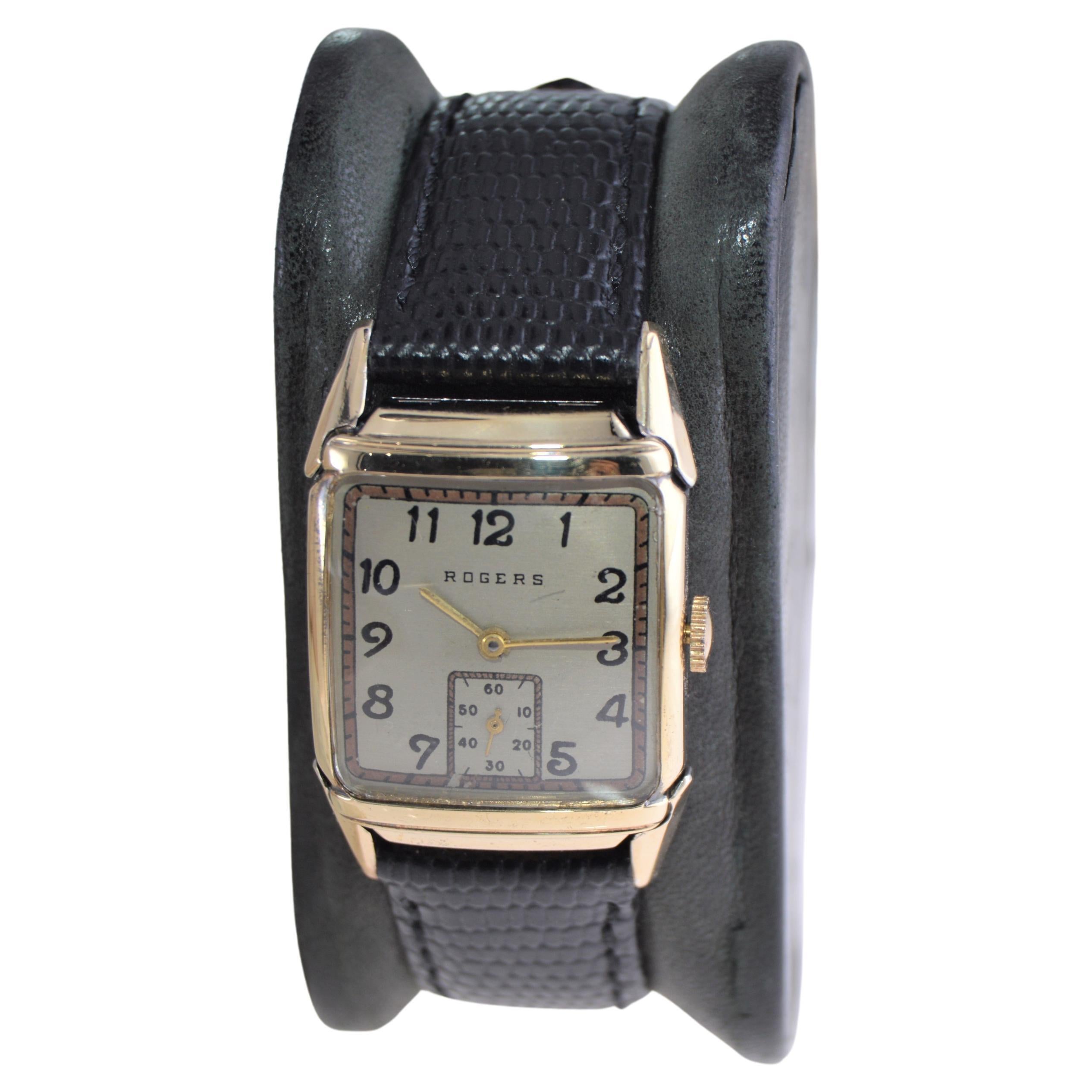 Rogers Gold Filled Art Deco Tank Style Watch with Original Dial 1940's ...